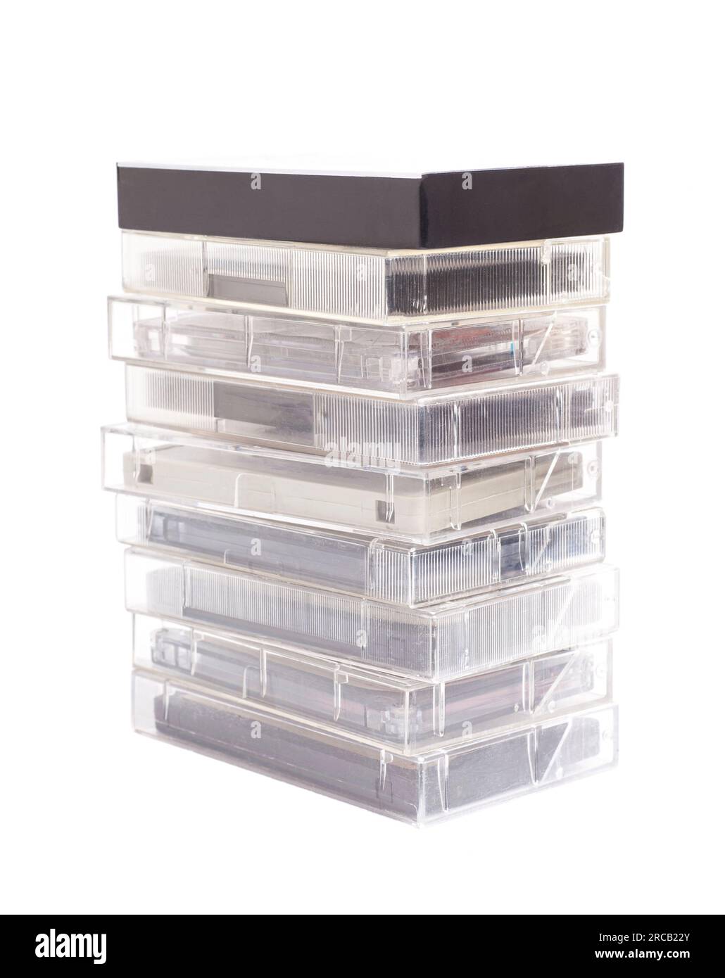 Stack of vintage audio cassettes isolated on white Stock Photo - Alamy