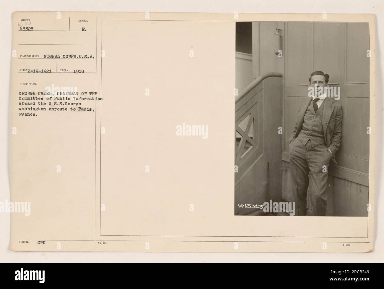 George Creel, Chairman of the Committee on Public Information during ...