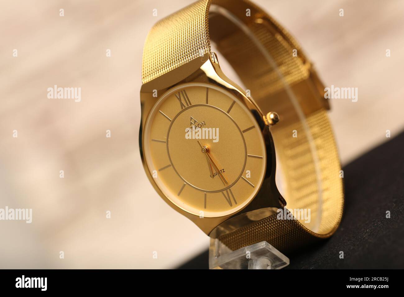 Hand wrist watch chronograph classic designer time clock Stock Photo ...