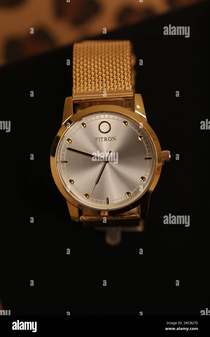 Hand wrist watch chronograph classic designer time clock Stock Photo ...