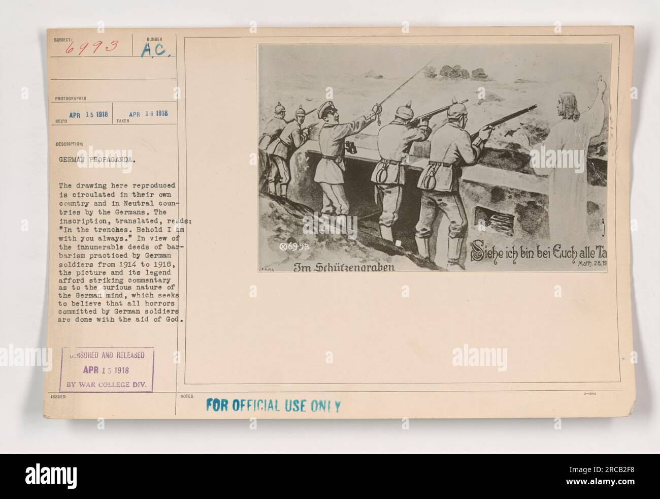 German propaganda - A drawing circulated by the Germans in their own ...