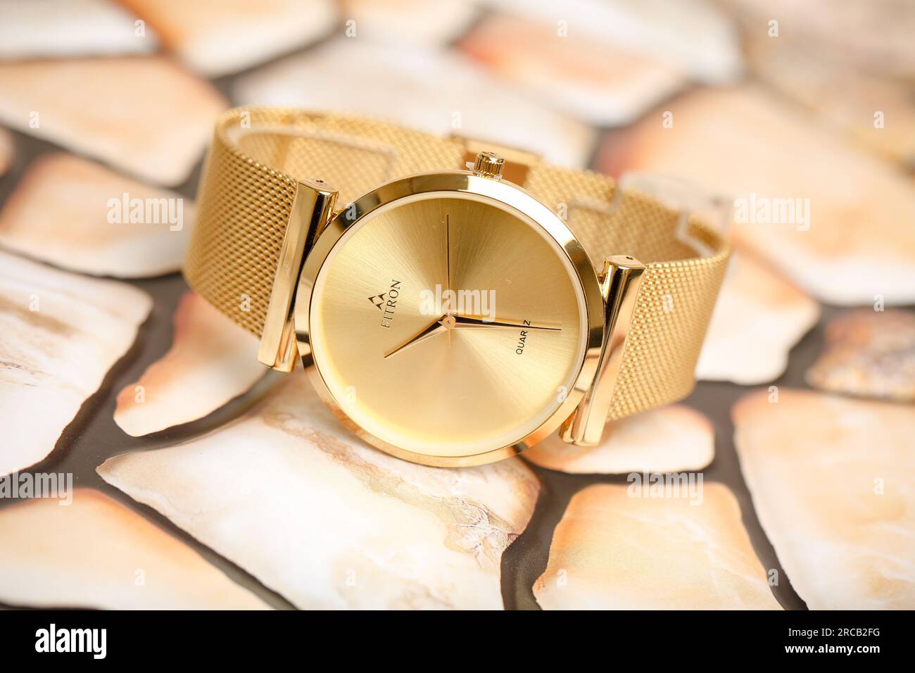 Hand wrist watch chronograph classic designer time clock Stock Photo ...