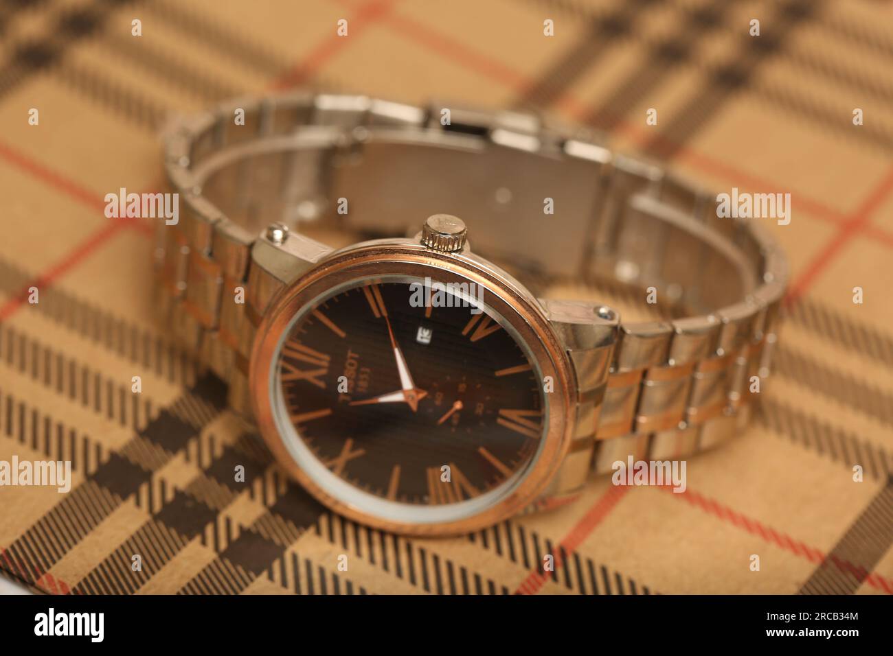 Hand wrist watch chronograph classic designer time clock Stock Photo ...