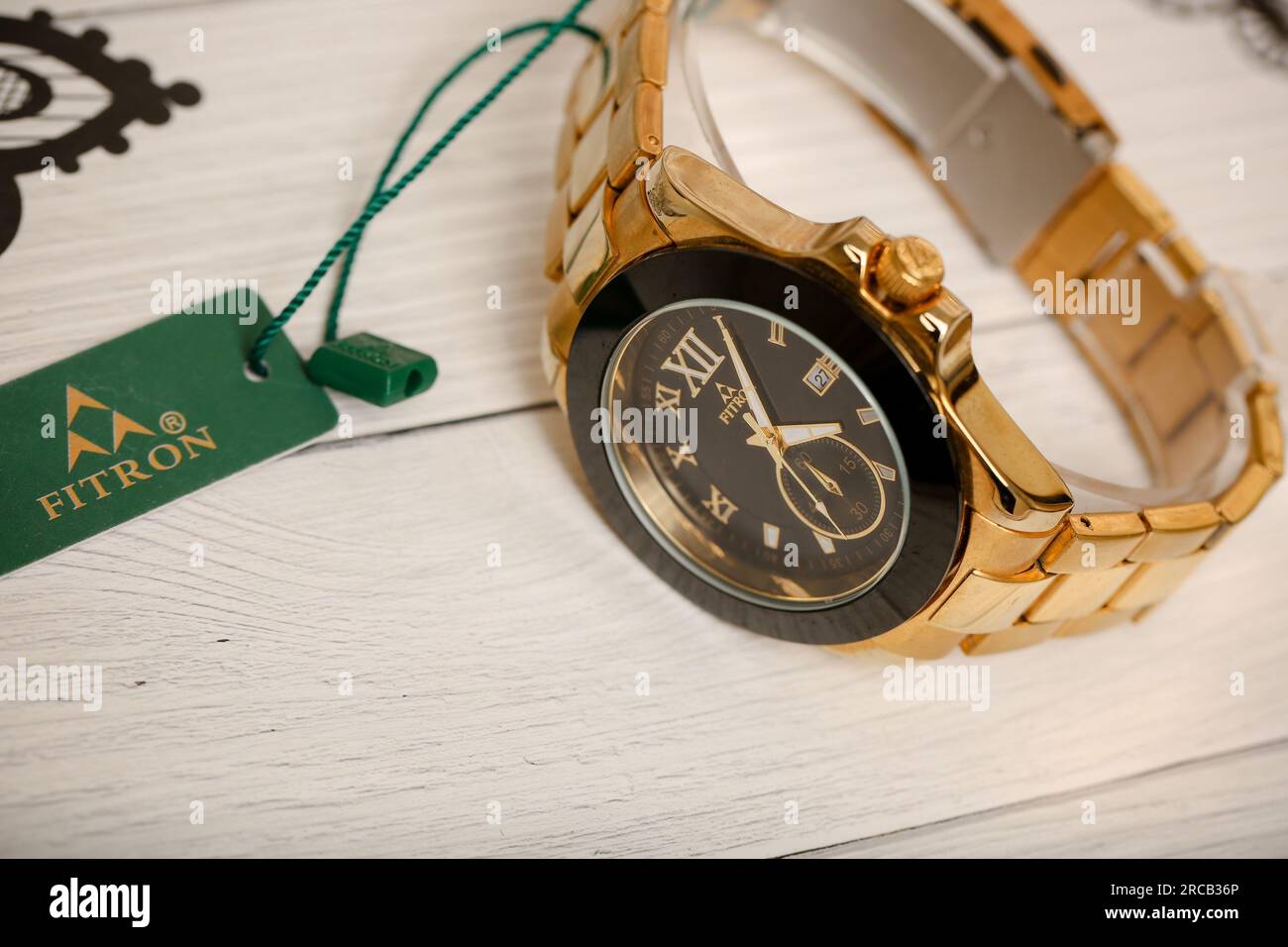 Hand wrist watch chronograph classic designer time clock Stock Photo ...