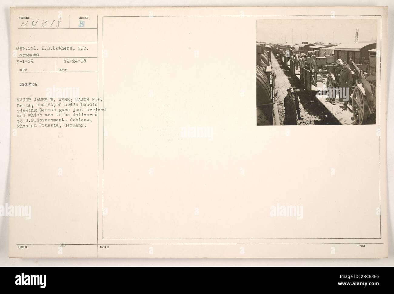 Major James W. Webb, Major H.E. Bemis, and Major Lodis Landie are seen ...