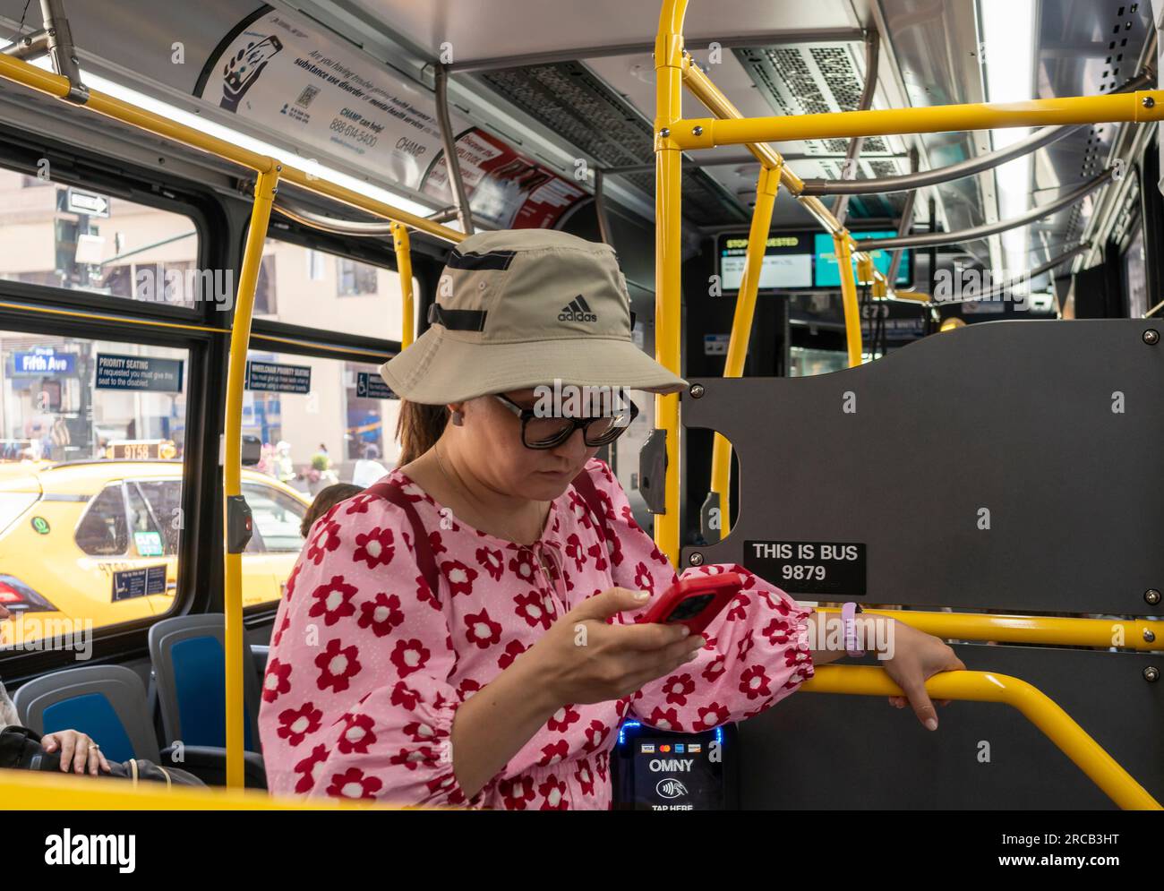 Passengers on an NYCTA M3 bus on Fifth Avenue in New York on Thursday ...