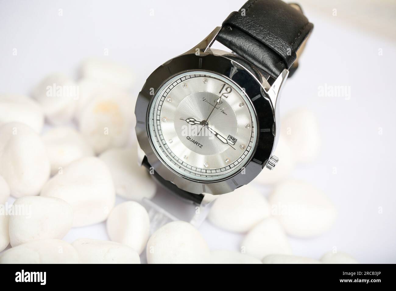 Hand wrist watch chronograph classic designer time clock Stock Photo ...