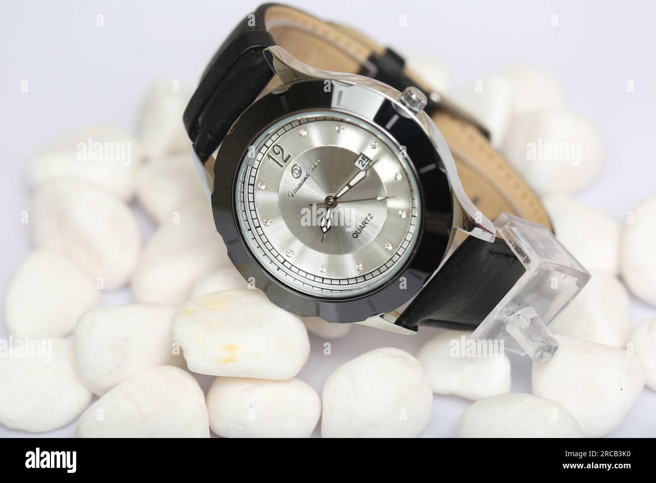 Hand wrist watch chronograph classic designer time clock Stock Photo ...