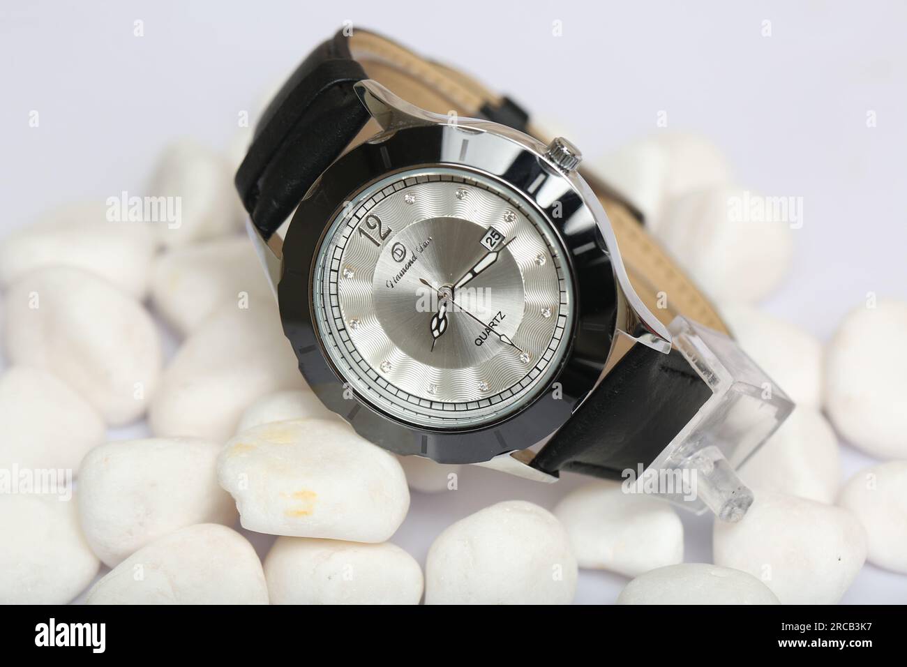 Hand wrist watch chronograph classic designer time clock Stock Photo ...