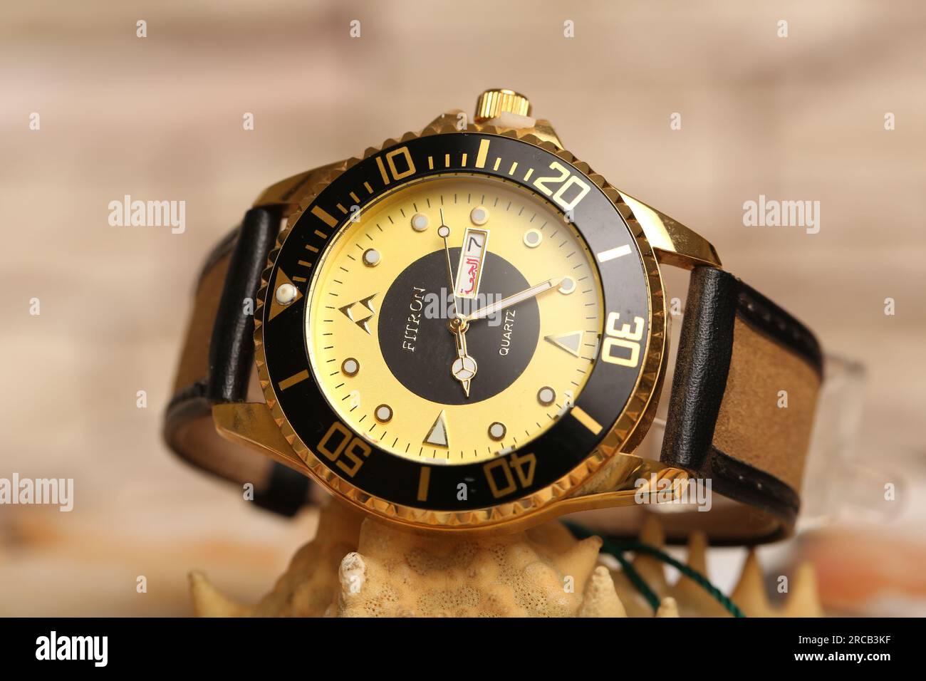 Hand wrist watch chronograph classic designer time clock Stock Photo ...