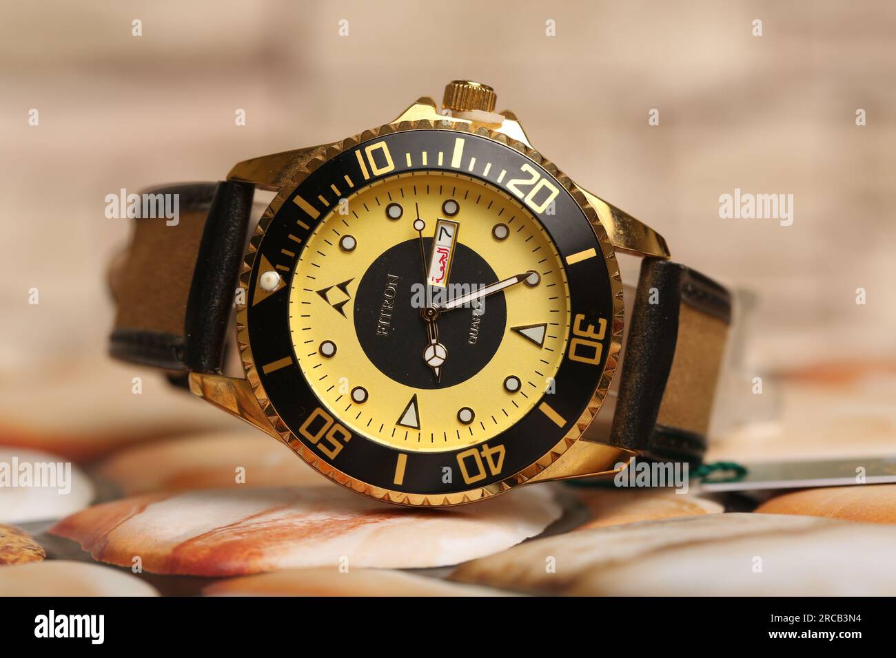 Hand wrist watch chronograph classic designer time clock Stock Photo ...