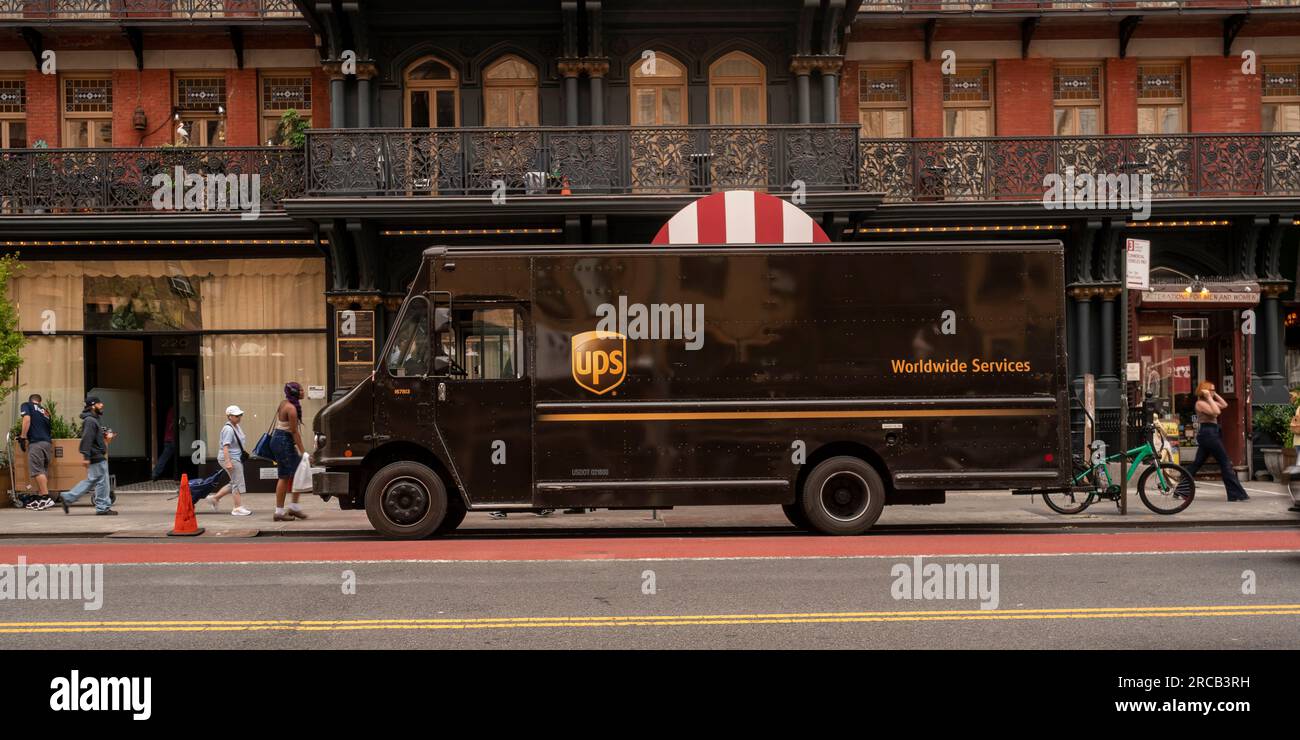 UPS truck in Chelsea in New York on Monday, July 11, 2023. (© Richard B ...