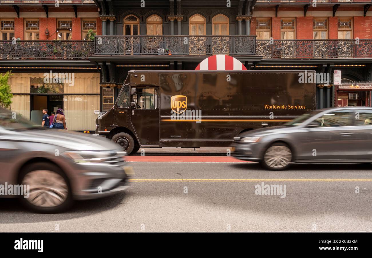 UPS truck in Chelsea in New York on Monday, July 11, 2023. (© Richard B ...