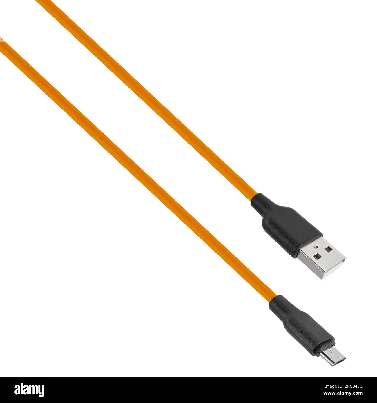 cord with USB and micro USB connector, on white background in ...