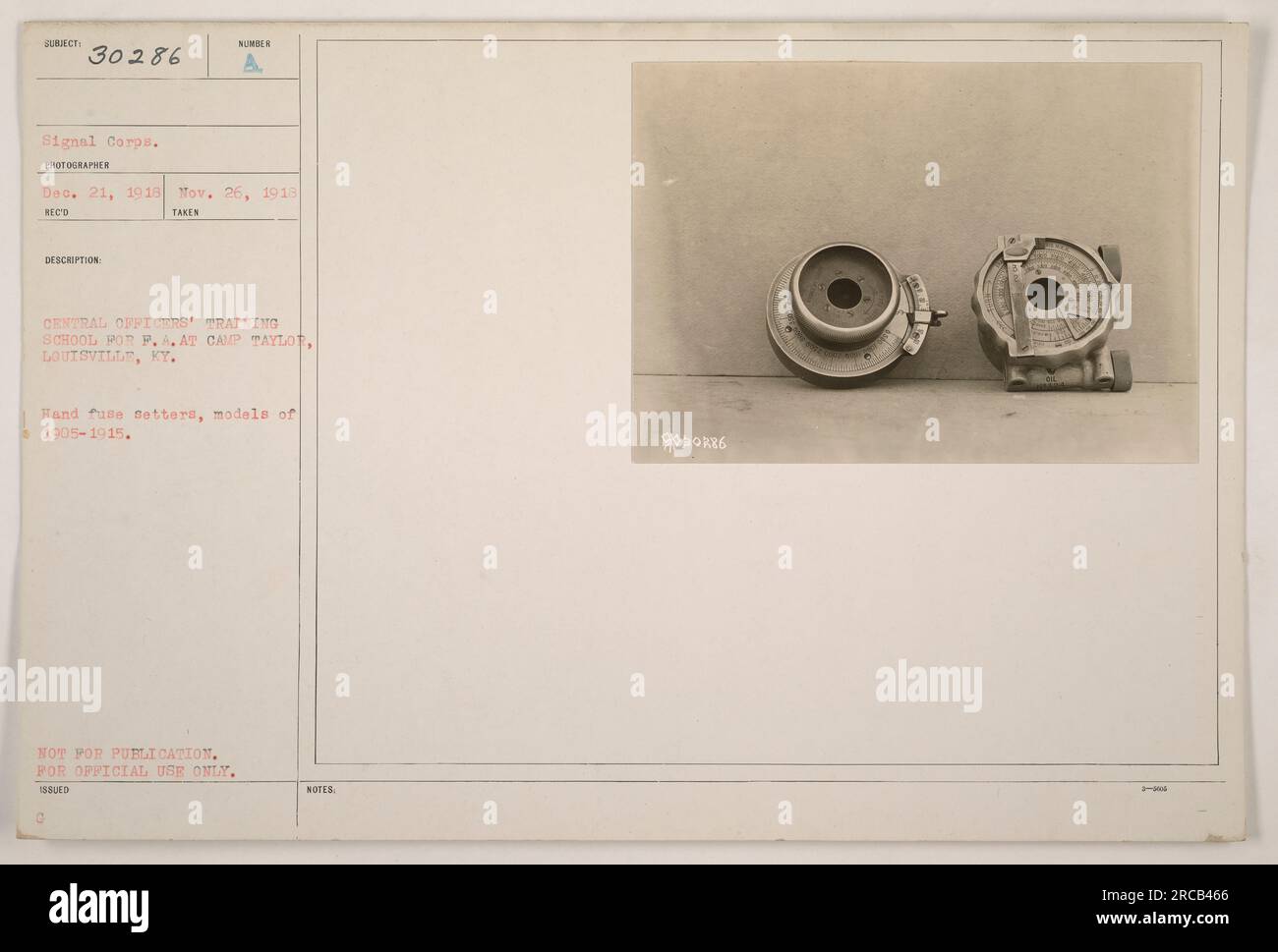 Officers at a central training school for the Field Artillery at Camp ...