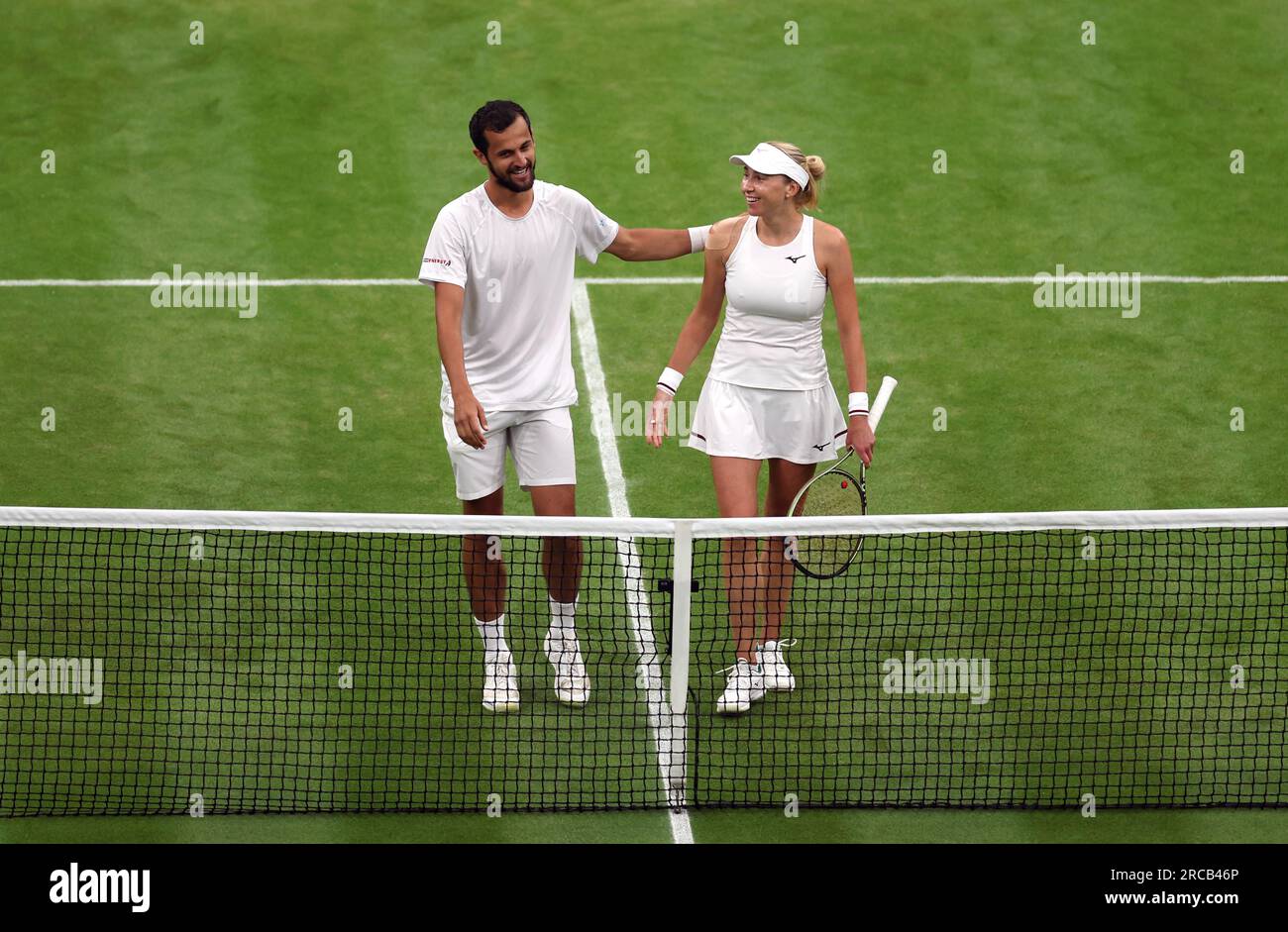 Mate Pavic and Lyudmyla Kichenok celebrate victory following the Mixed ...