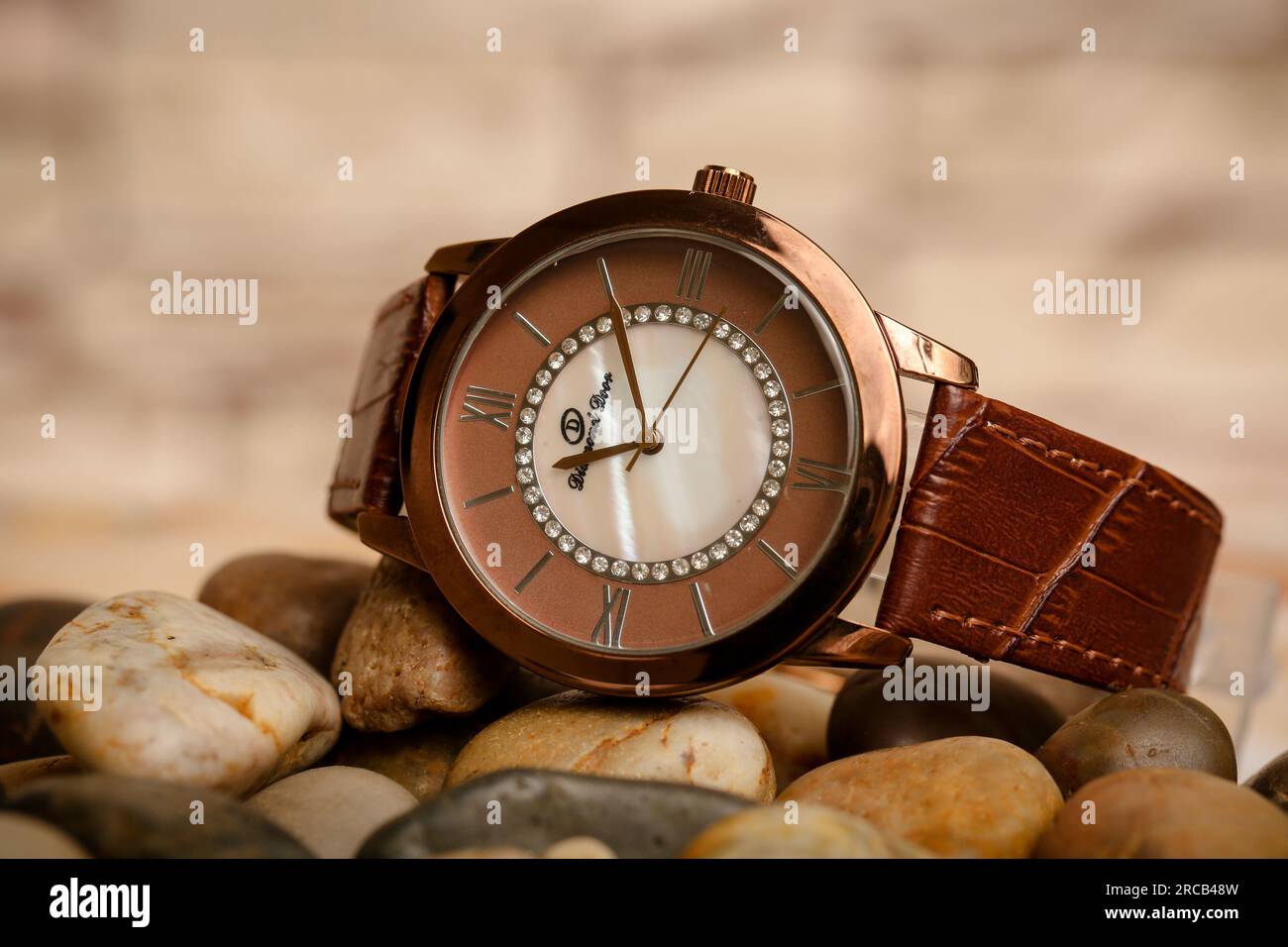 Hand wrist watch chronograph classic designer time clock Stock Photo ...