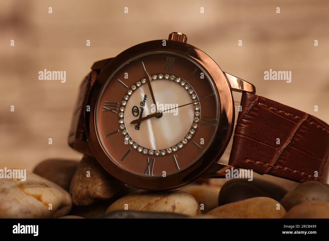 Hand wrist watch chronograph classic designer time clock Stock Photo ...