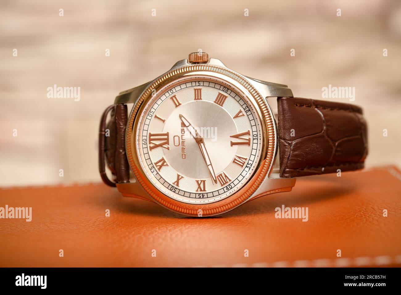 Hand wrist watch chronograph classic designer time clock Stock Photo ...