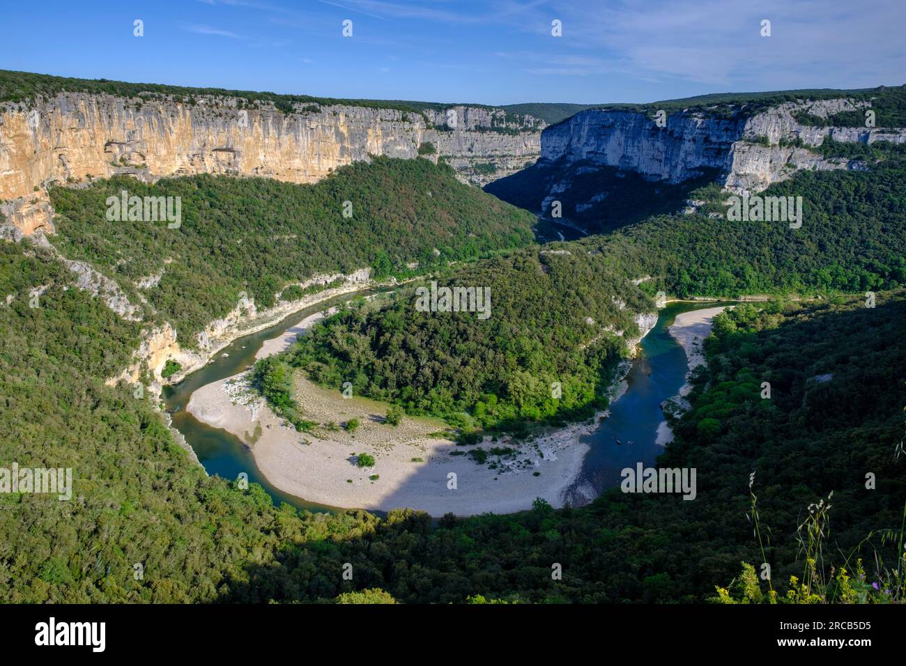 View of the river bends, Ardeche, Ardeche Gorge, Gorges de l'Ardeche ...