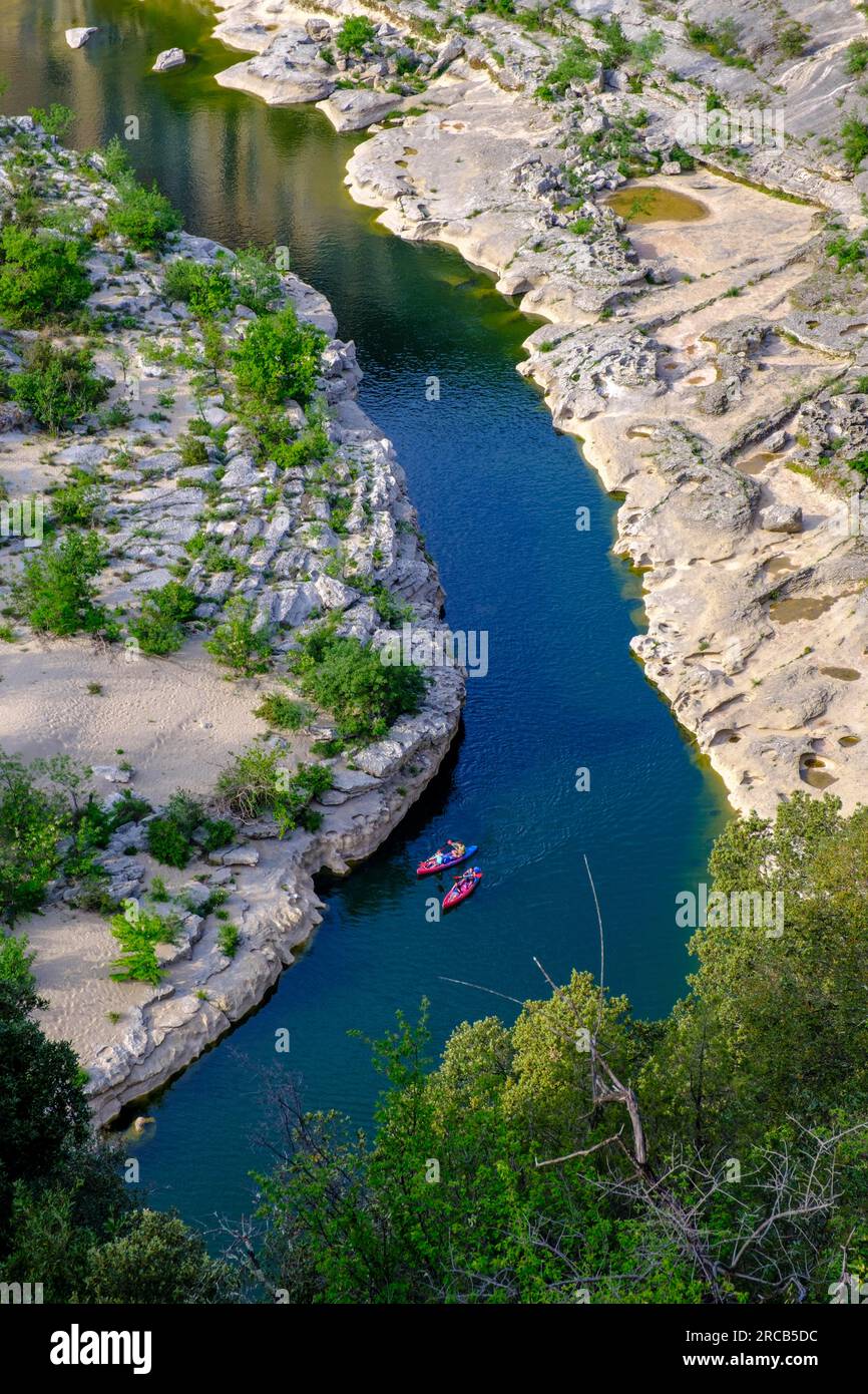 Kayaks on the Ardeche, Ardeche, Ardeche Gorge, Gorges de l'Ardeche ...