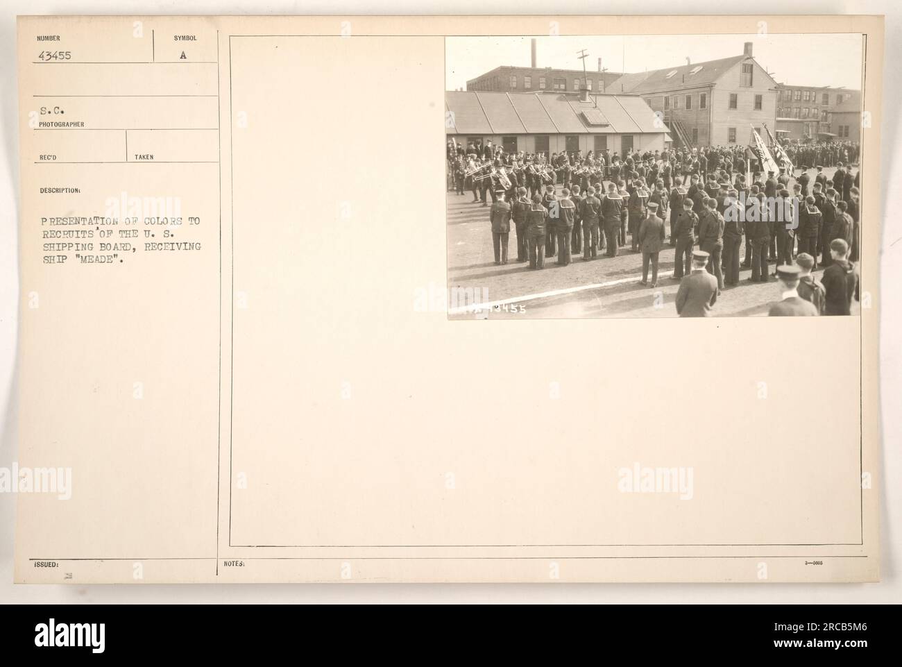 A presentation of colors to recruits of the U.S. Shipping Board on the ...