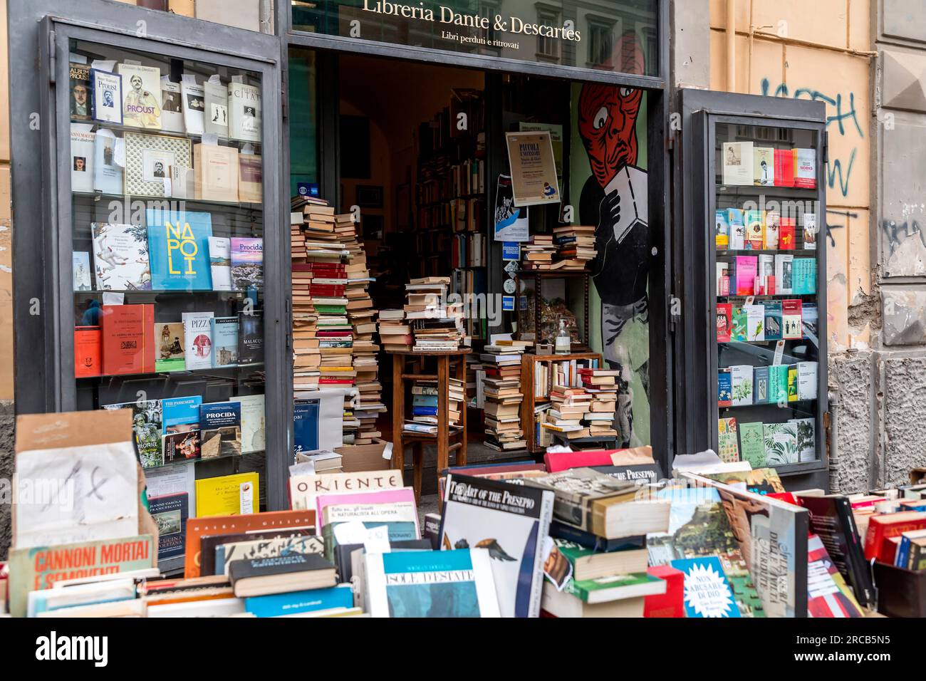Naples, Italy - APR 9, 2022: Second hand used books for sale on a ...