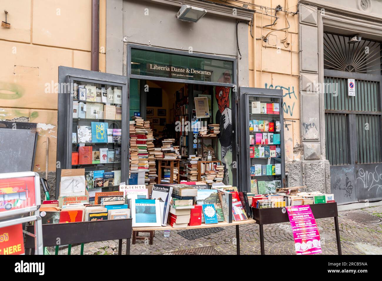 Naples, Italy - APR 9, 2022: Second hand used books for sale on a ...