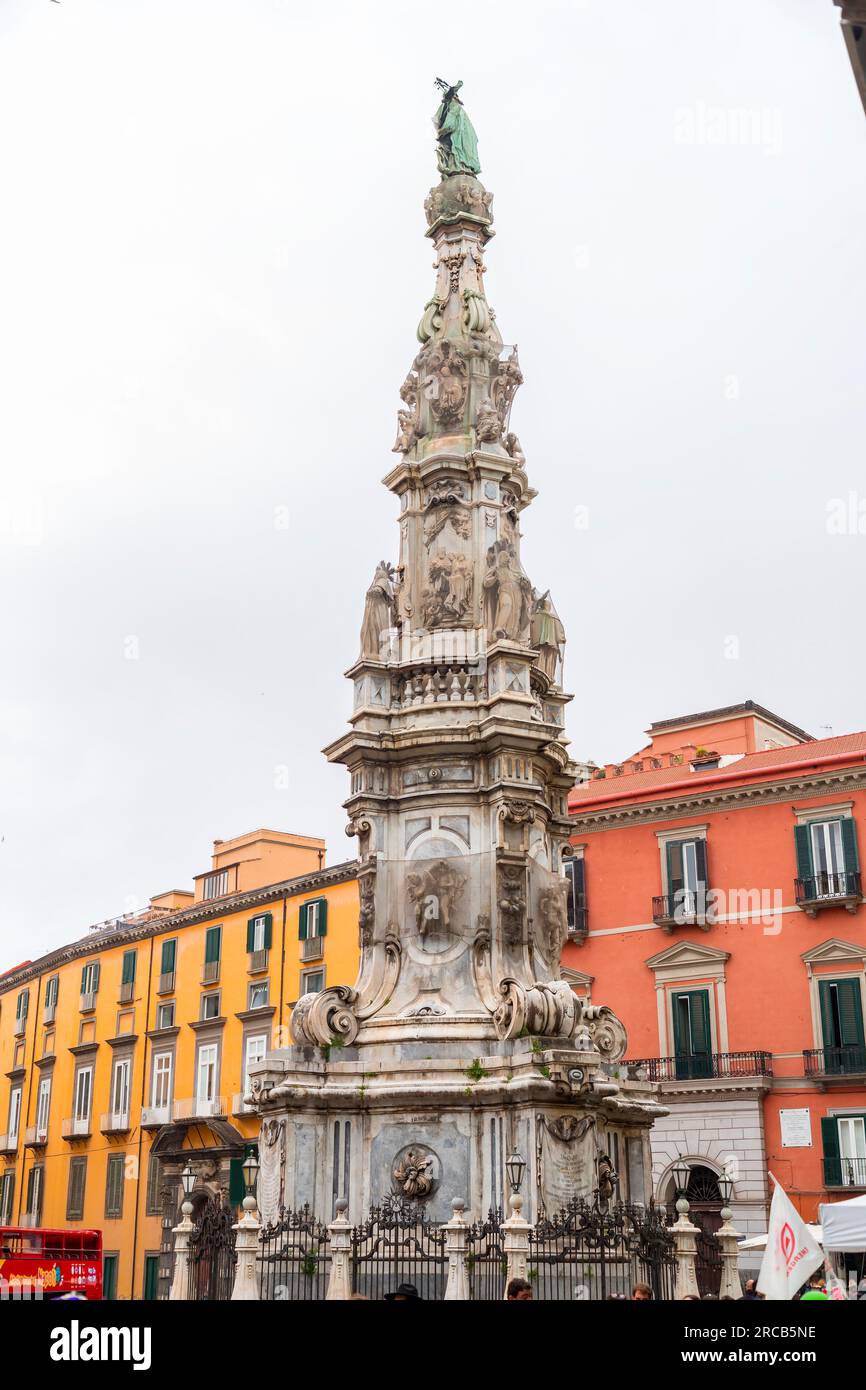 Naples, Italy - April 9, 2022: Piazza Gesu Nuovo is a square and church ...