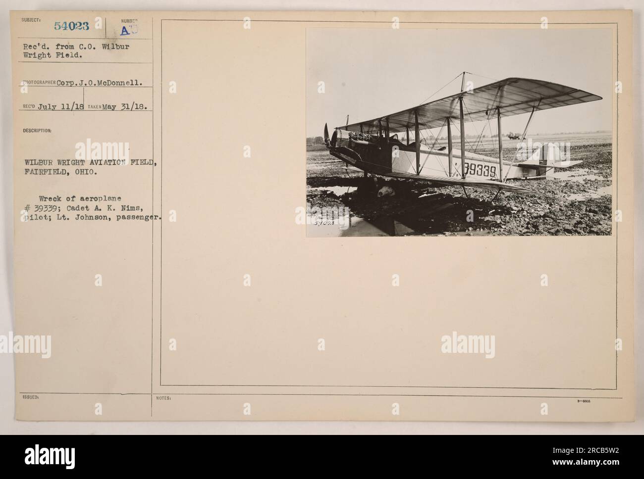 Wreck of airplane #39339 at Wilbur Wright Aviation Field, Fairfield ...