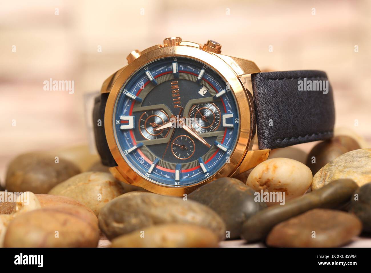 Hand wrist watch chronograph classic designer time clock Stock Photo ...