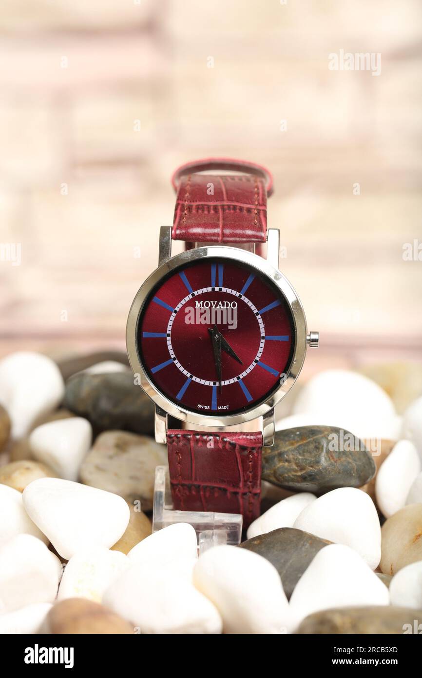 Hand wrist watch chronograph classic designer time clock Stock Photo ...