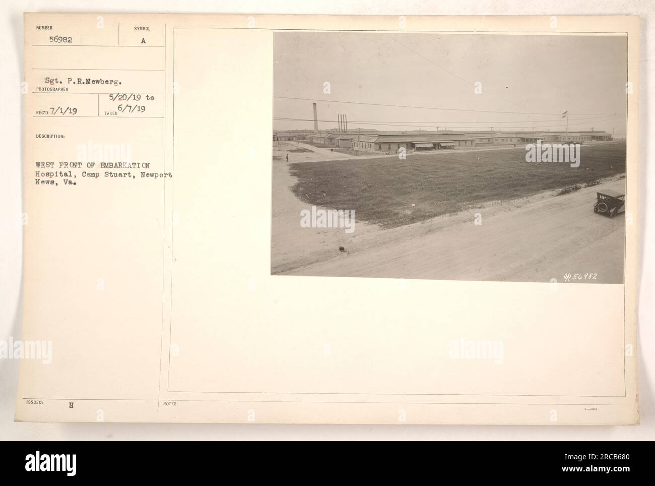 The image shows the west front of Embarkation Hospital at Camp Stuart ...