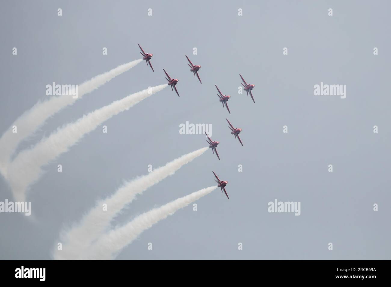 Red Arrows Display at Wales Airshow Swansea Stock Photo - Alamy