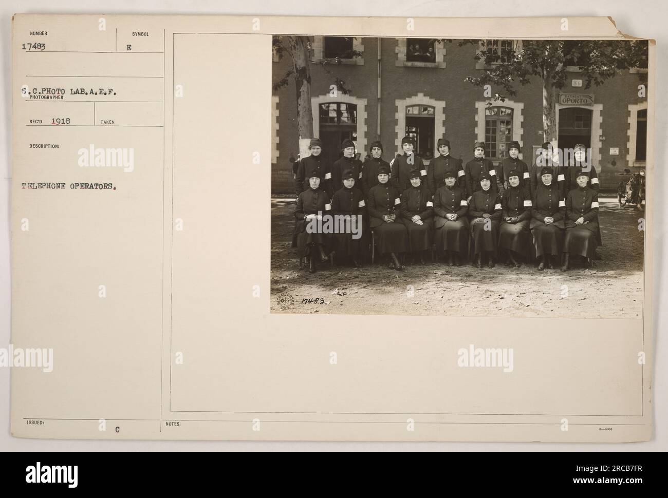 American telephone operators at work during World War One. This image ...