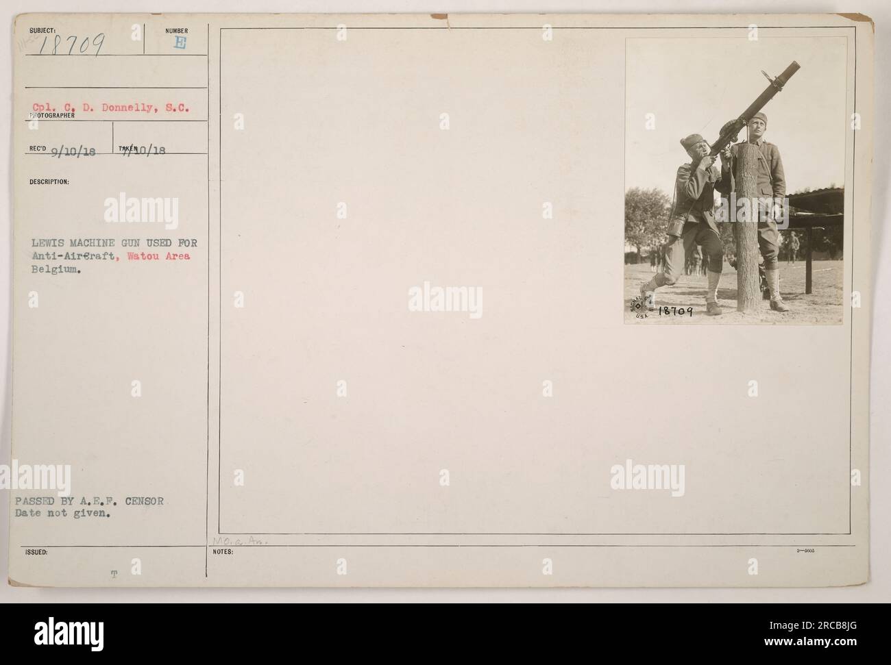 Col. C, D. Donnelly photo session captured an image of an Lewis machine ...