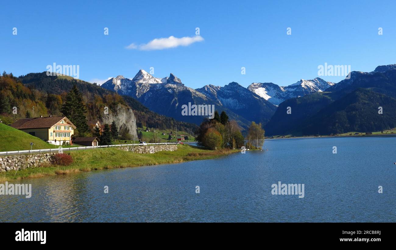 Autumn at lake Sihlsee Stock Photo - Alamy