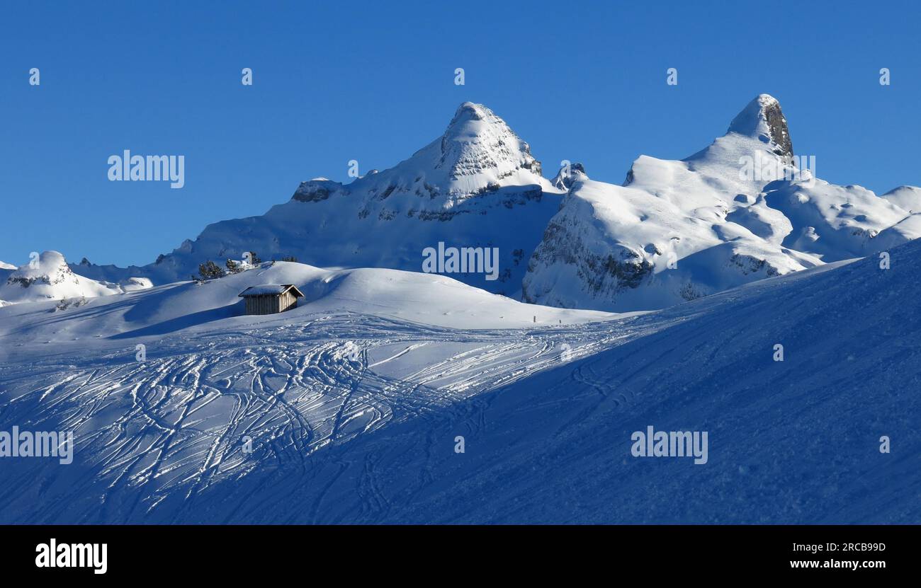 Winter scene in the Stoos ski area Stock Photo - Alamy