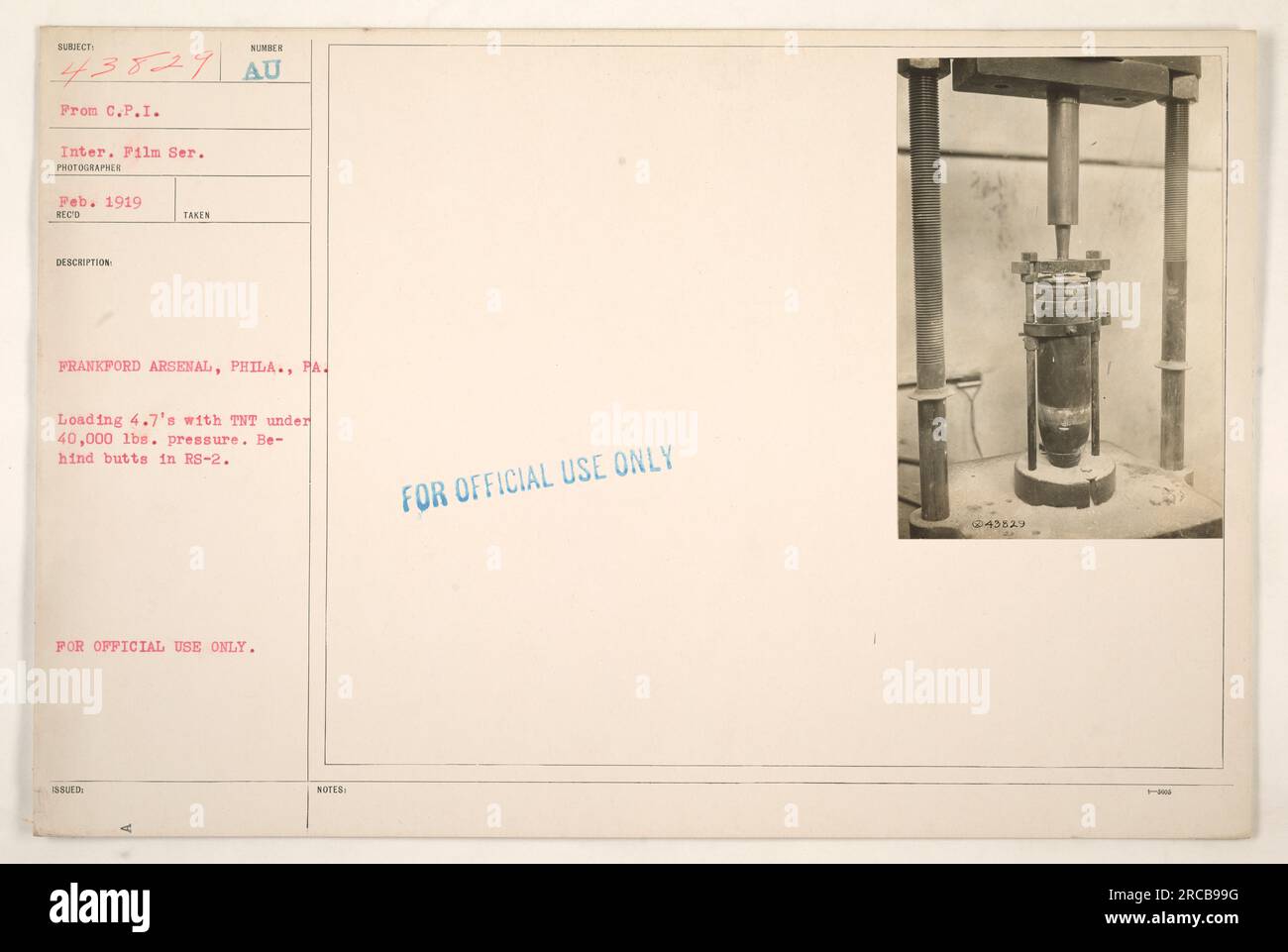 The photograph, taken in February 1919 at Frankford Arsenal in ...