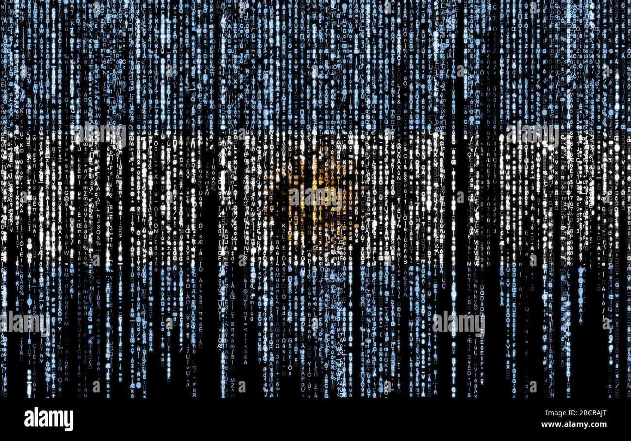 Flag of Argentina on a computer binary codes falling from the top and ...