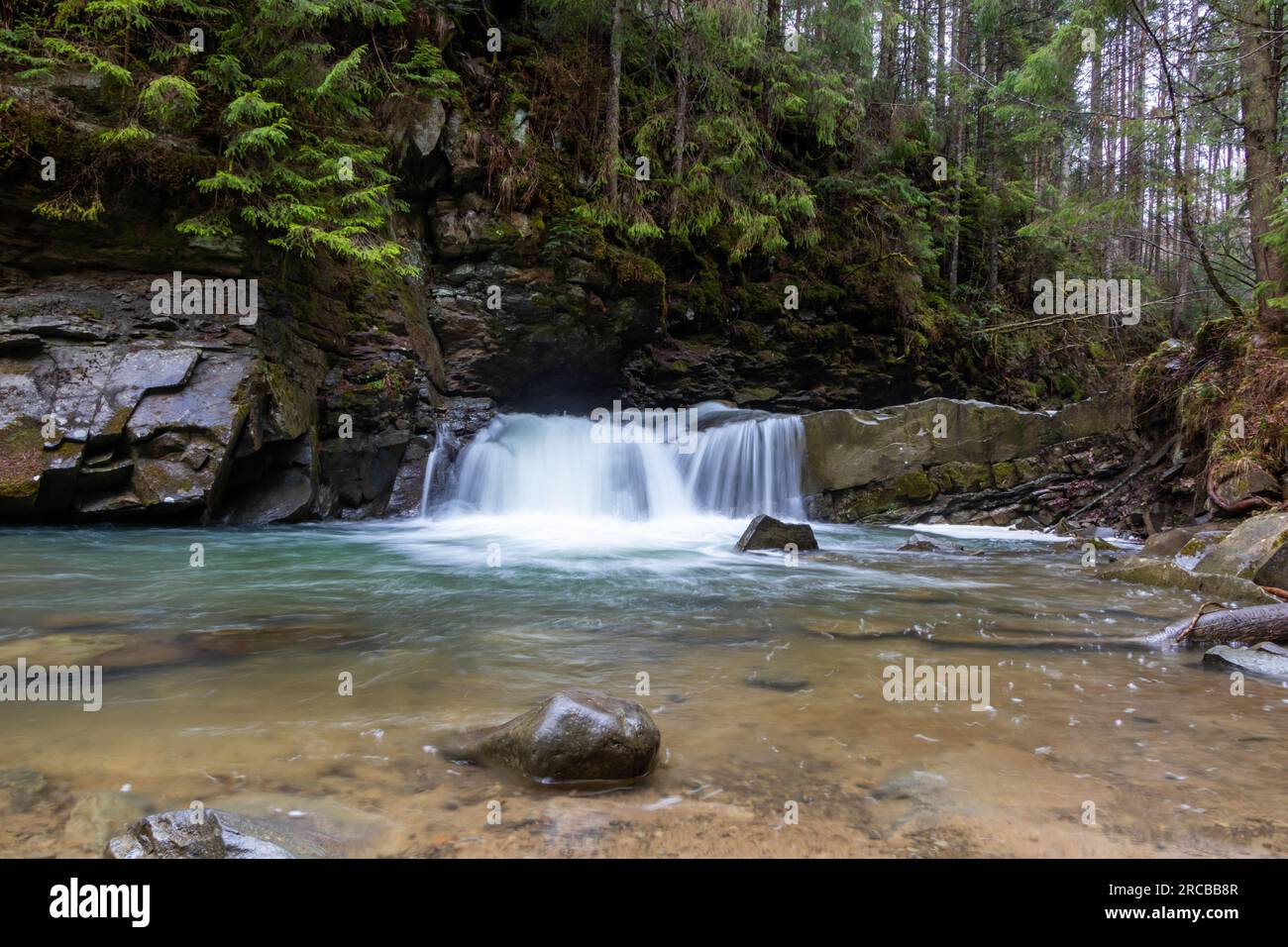 The Maiden Tears Waterfall, located in the town of Yaremche, Ukraine ...