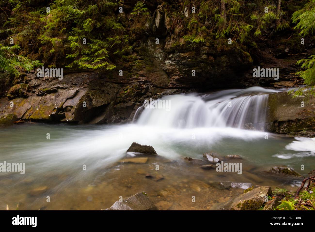 The Maiden Tears Waterfall, located in the town of Yaremche, Ukraine ...
