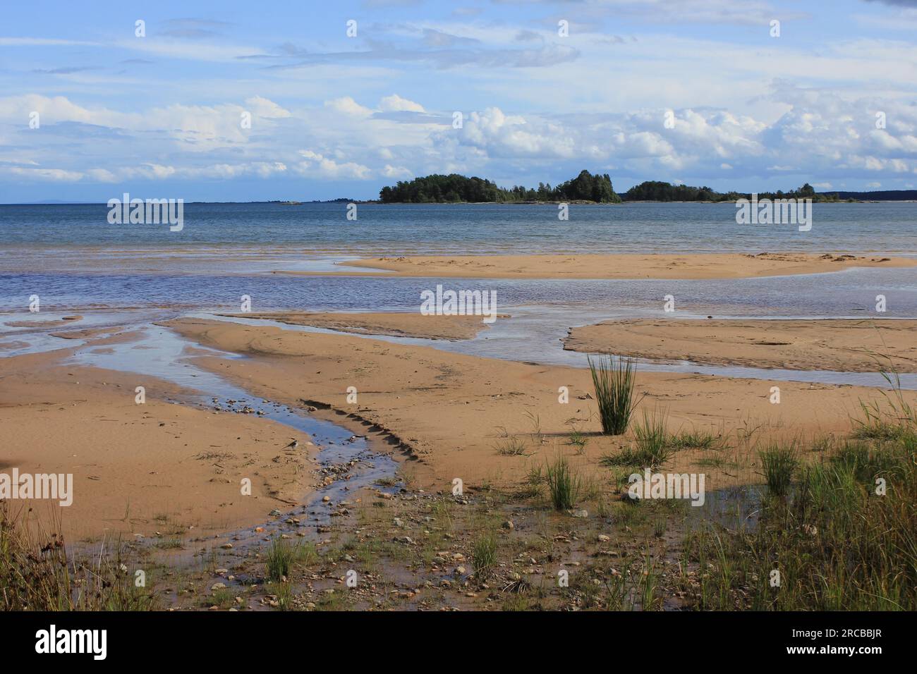 Sand beach and clear blue water of Lake Vanern, Sweden Stock Photo - Alamy