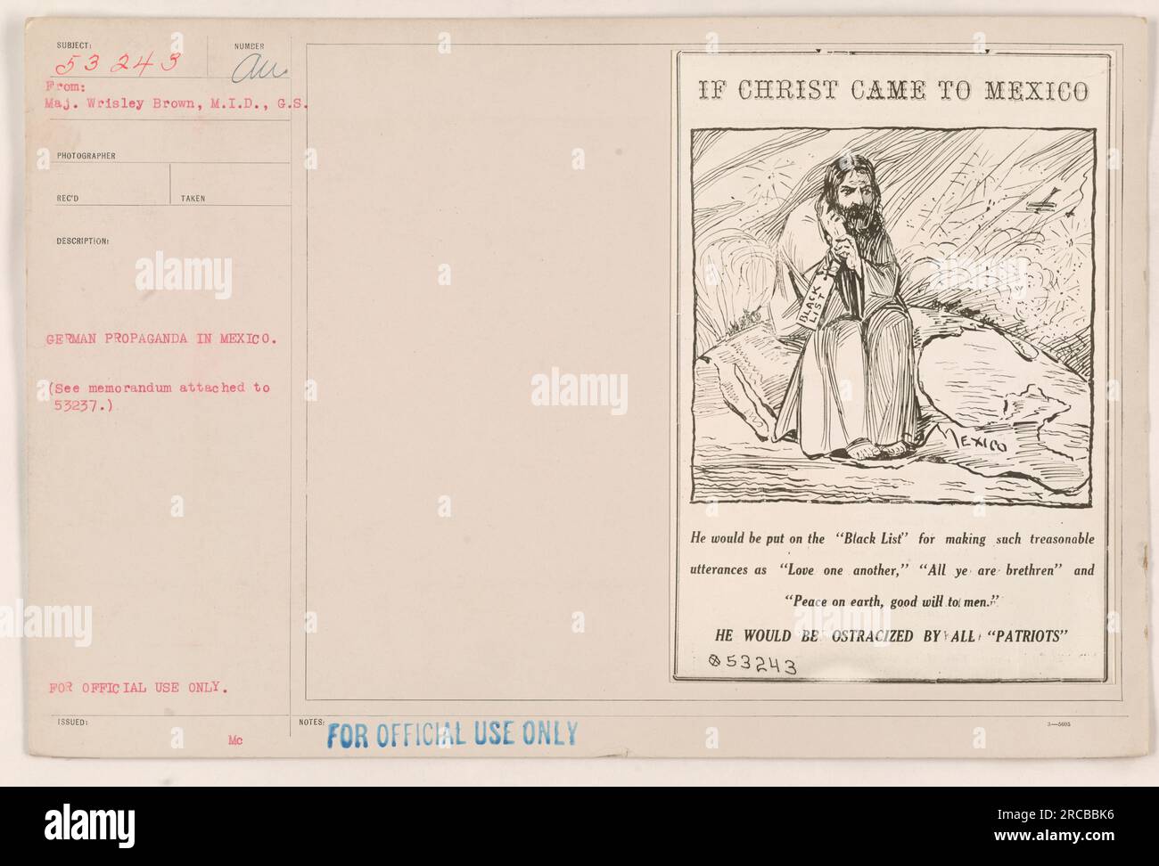 German propaganda in Mexico. This image shows a memo attached to ...