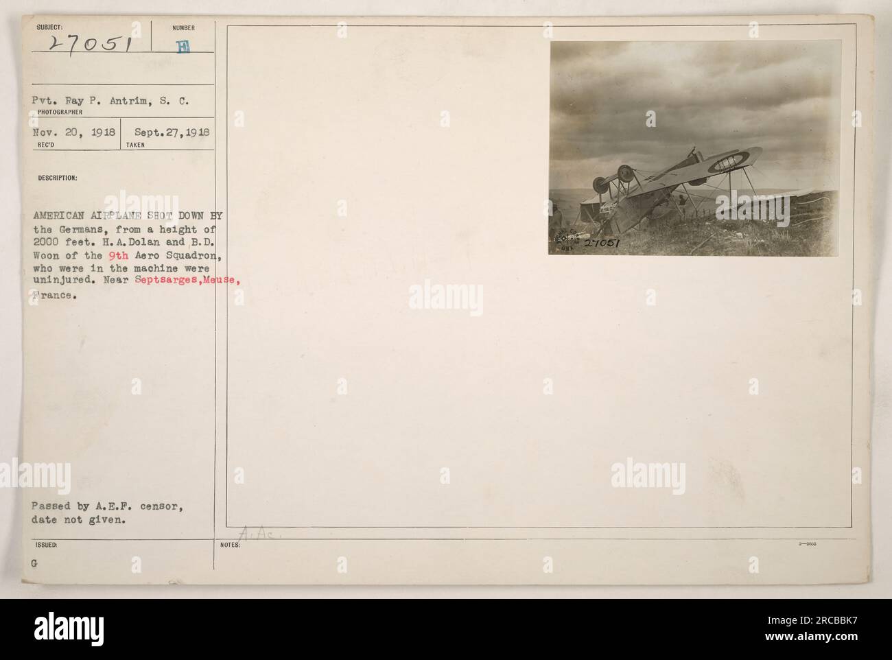 An American airplane shot down by the Germans from a height of 2000 ...