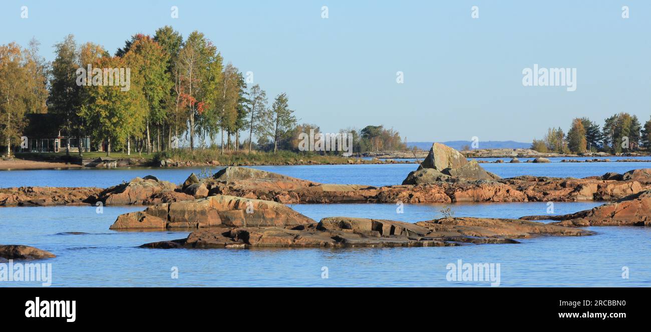 Rock formation and trees in Vita Sannar, Sweden Stock Photo - Alamy