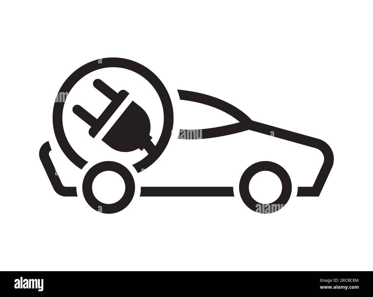Electric car with plug icon symbol. Hybrid vehicles charging point ...