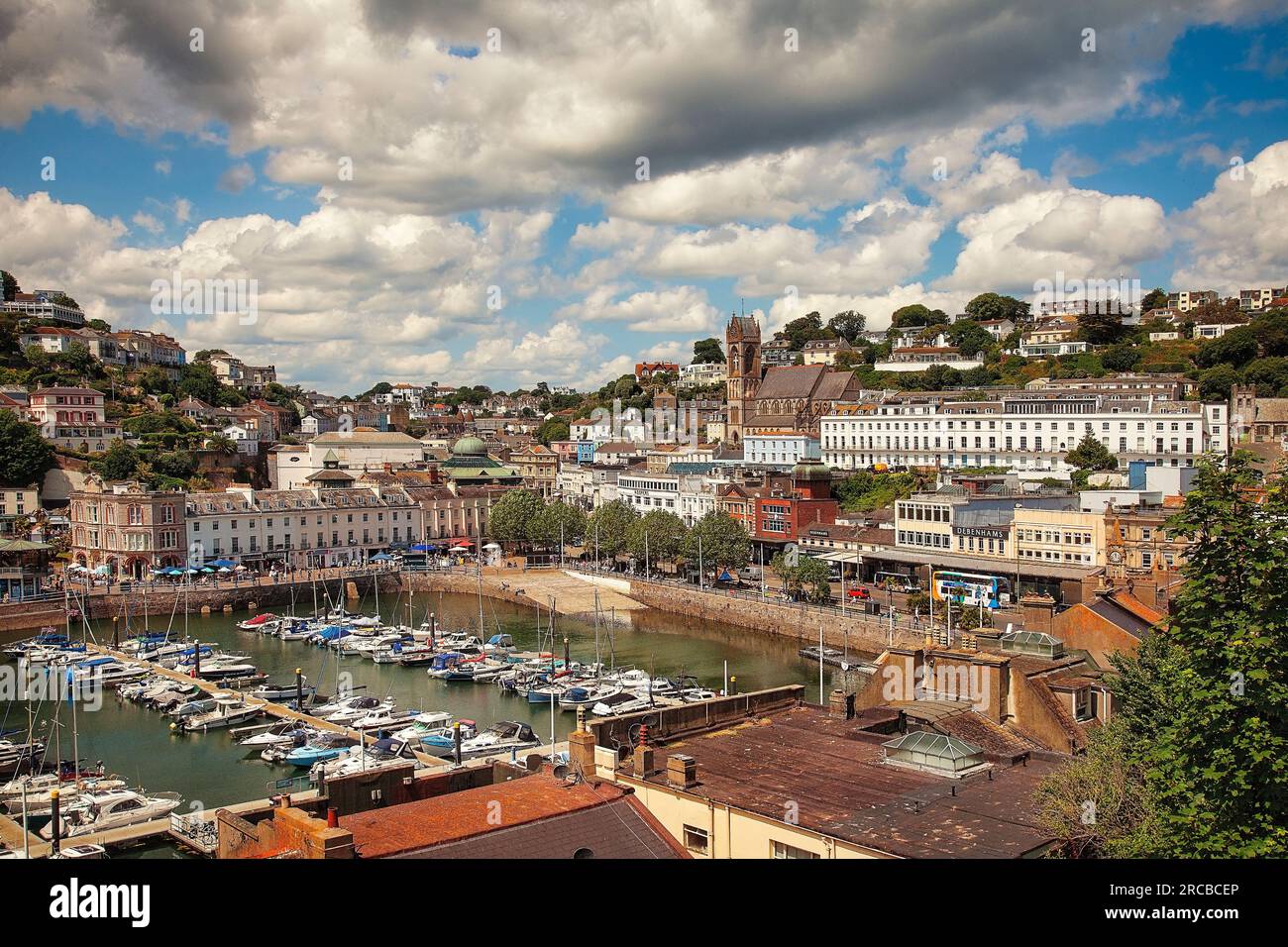 GB - DEVON: Torquay Harbour and Town featuring the church of St. John ...