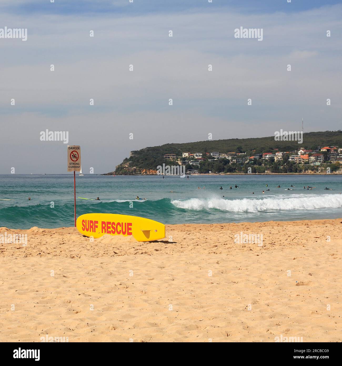 Yellow life saving board, Manly beach. Australia Stock Photo - Alamy