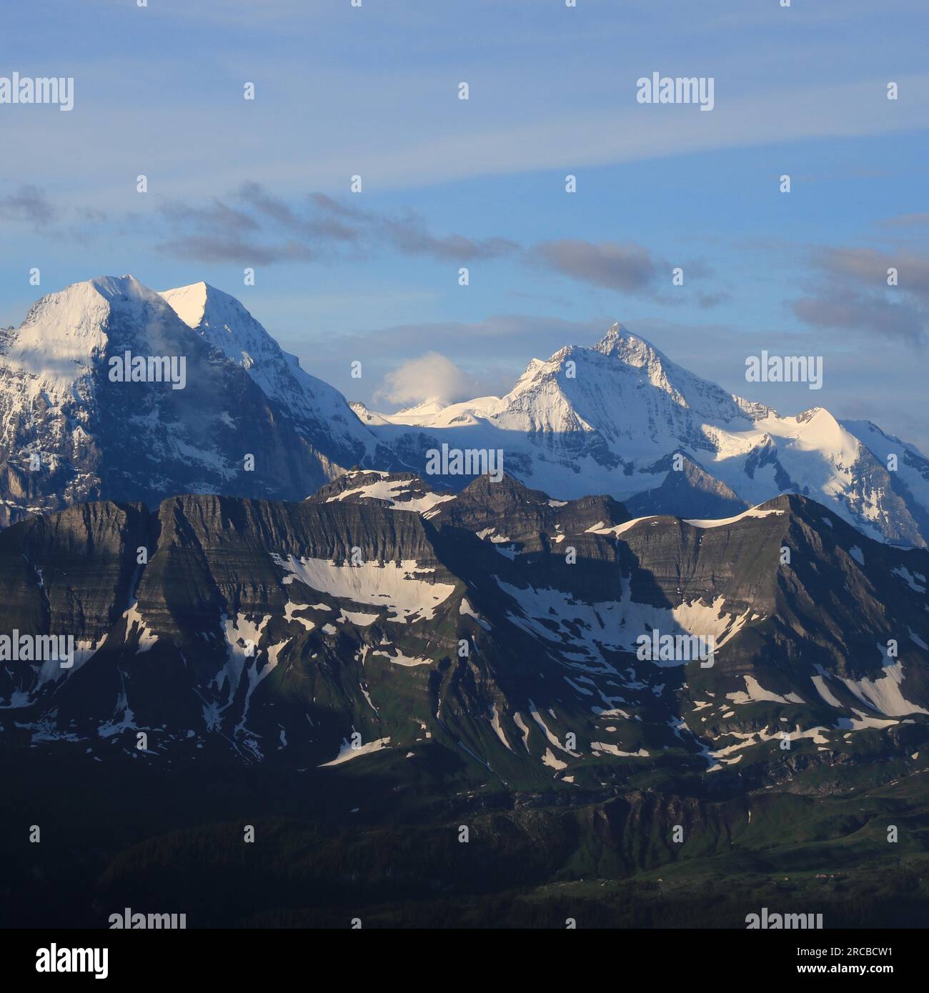 Famous mountain range Eiger, Monch and Jungfrau. View from Mount ...